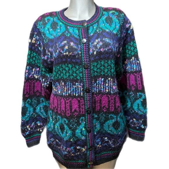 Vintage | Sweaters | Vintage Wool Cardigan Grandpa Sweater Button Up ...